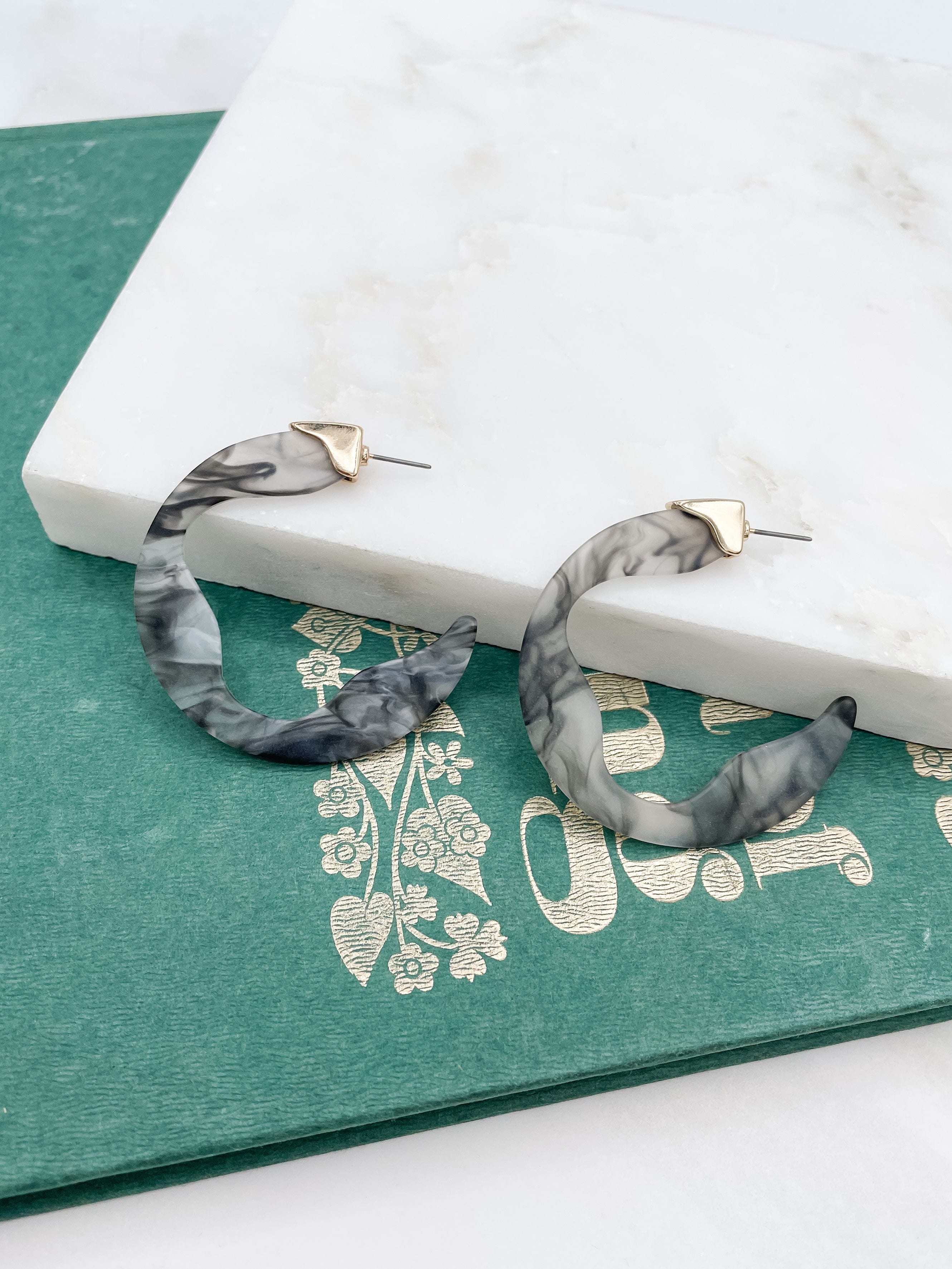 Matte Resin Wavy Edge Hoops with Gold Detail - Sold Out – jfybrand