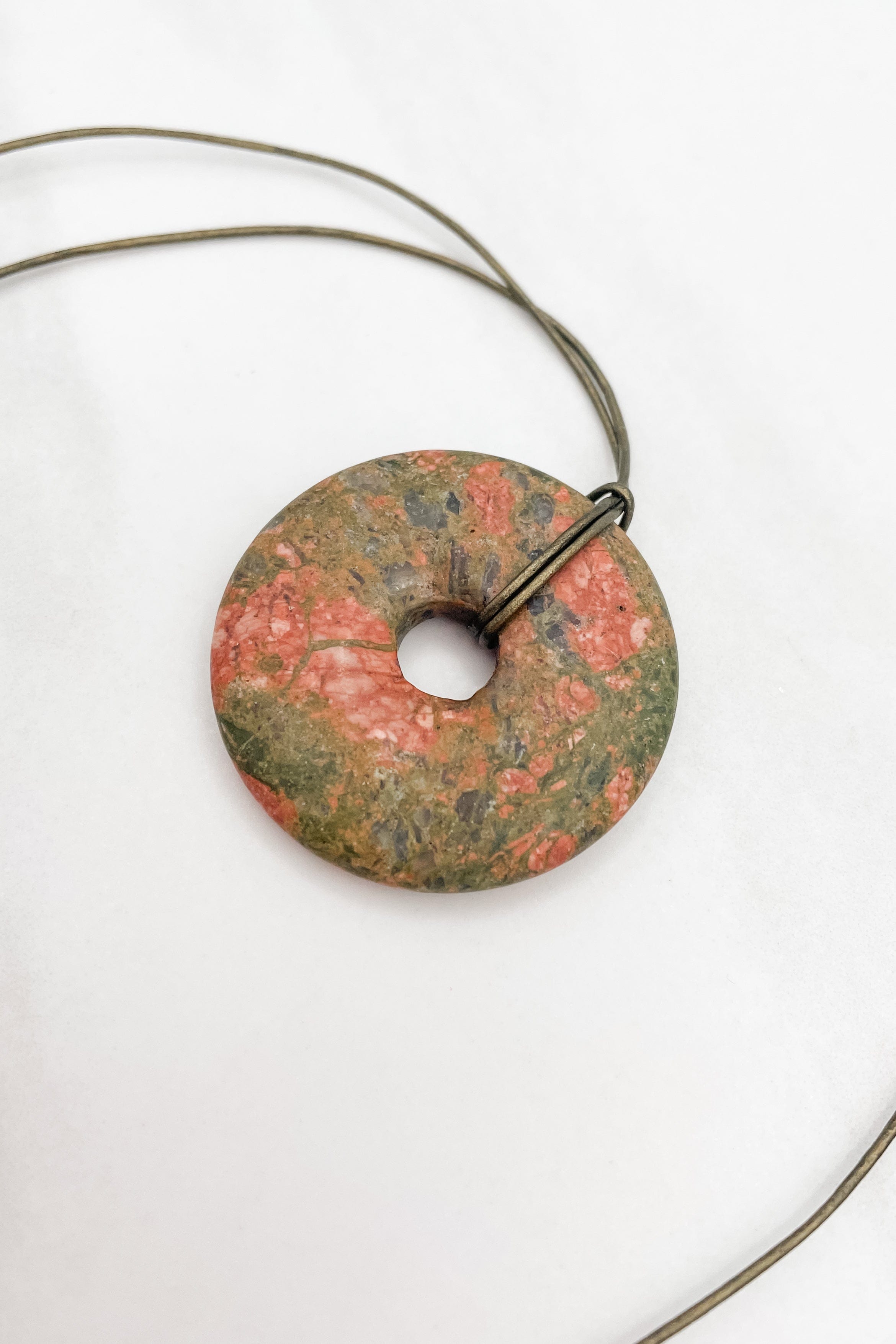 Grassy Earth Genuine Stone Disk Leather Cord Necklace – jfybrand