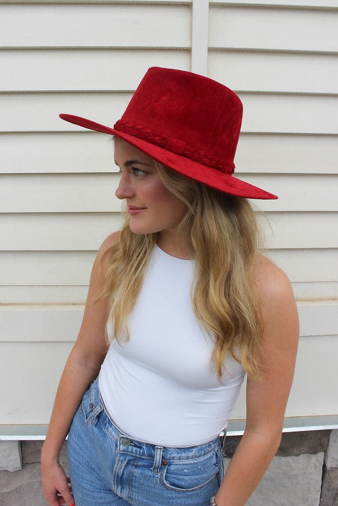 Jen & Co Clover Hat - Faux Suede, Wide Brim Fedora With Band – jfybrand