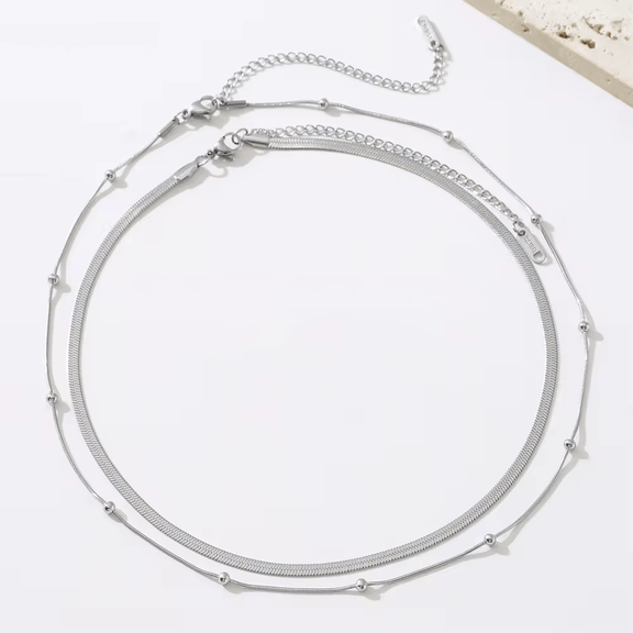 Two Strand Snake and Ball Chain Combo Necklace – jfybrand