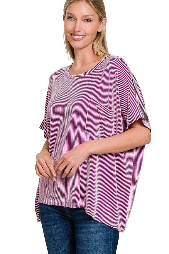 Zenana Pocket Front Corded Rib Oversized Short Sleeve Top – jfybrand