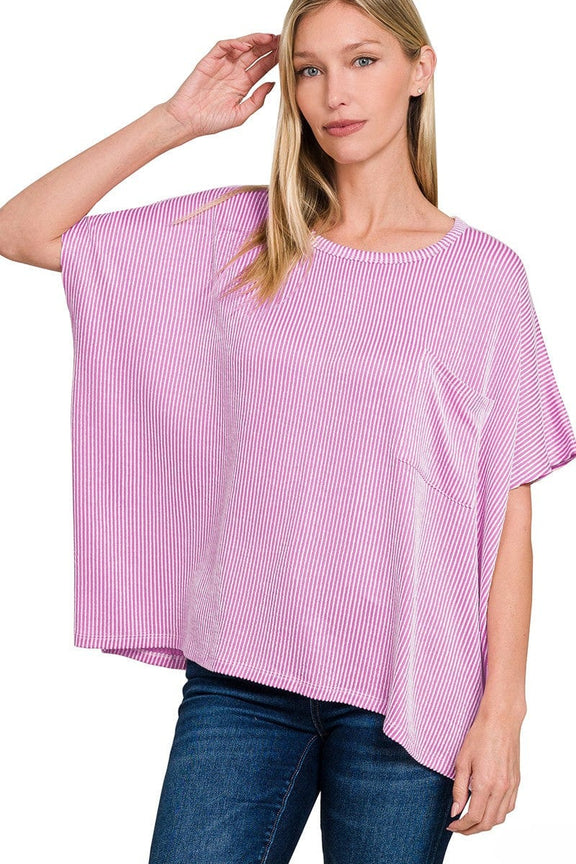 Zenana Pocket Front Corded Rib Oversized Short Sleeve Top – jfybrand