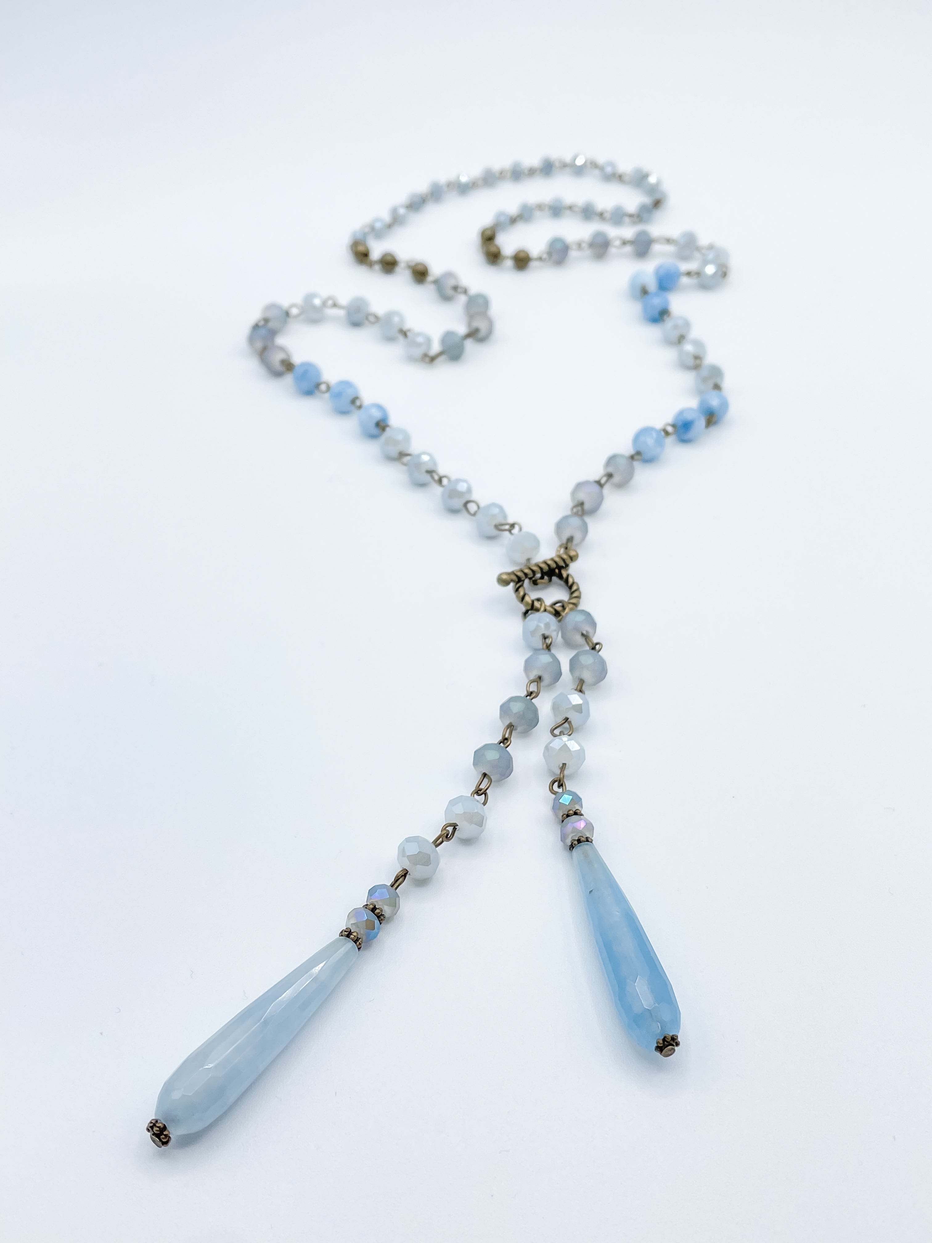Sparkly Beaded Long Necklace with Two Stranded Drop Feature – jfybrand